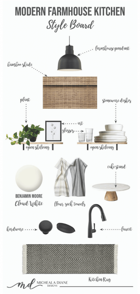 Modern Farmhouse Kitchen Makeover | Style Board - Micheala Diane Designs